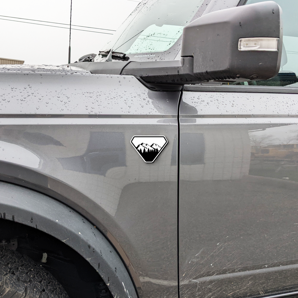 Mountain Fender Emblems – Badland Sticker Replacement – Black on White ...